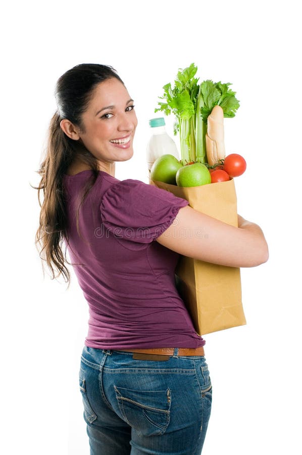 Young Woman Holding a Grocery Bag Stock Photo - Image of grocery ... Young Woman Holding a Grocery Bag Stock Photo - Image of grocery ...