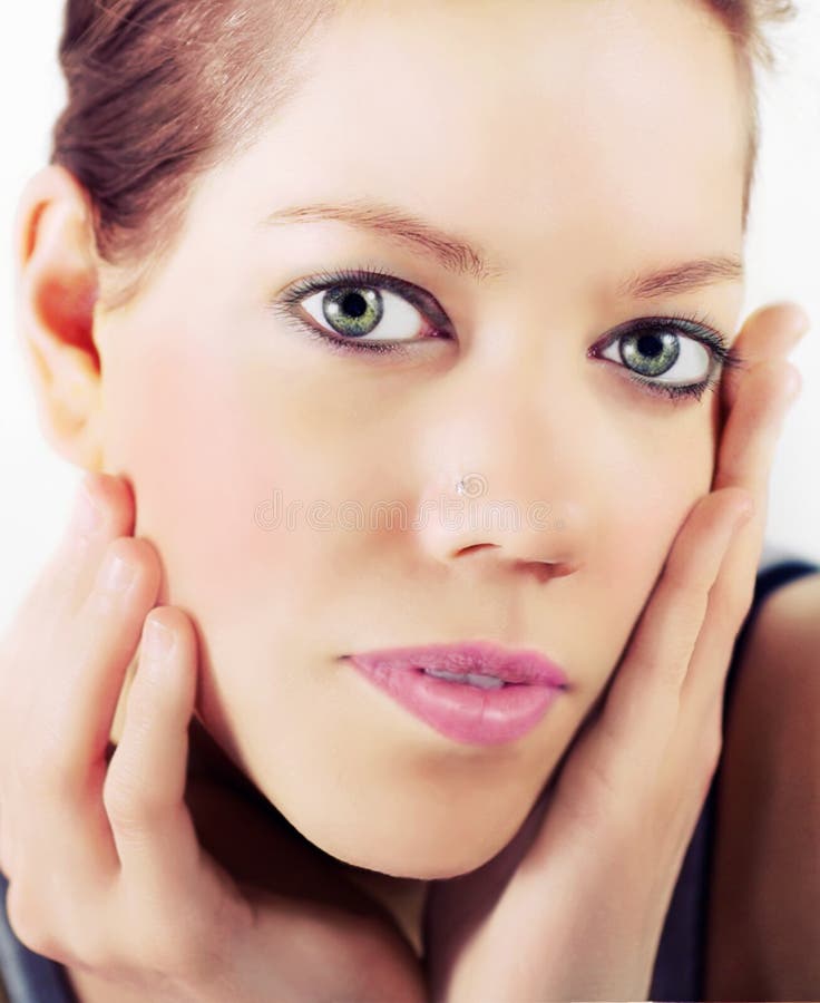 Young Woman Holding Her Face Picture. Image: 3731655