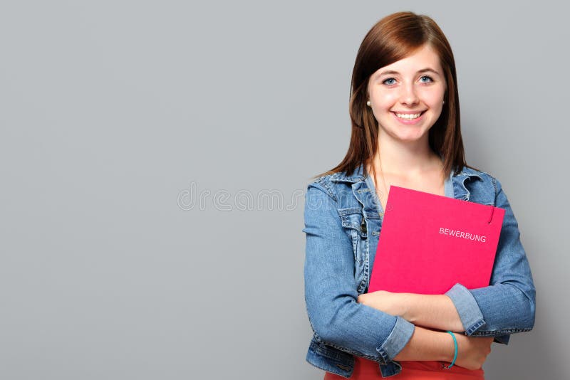 Young Woman Holding Job Application Stock Photo - Image of document ...