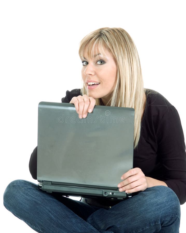 Young Woman Laptop stock image. Image of woman, work, showing - 1630507