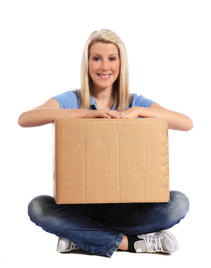 Delivery Man Holding Package Box Stock Photo - Image of post, packaging ...