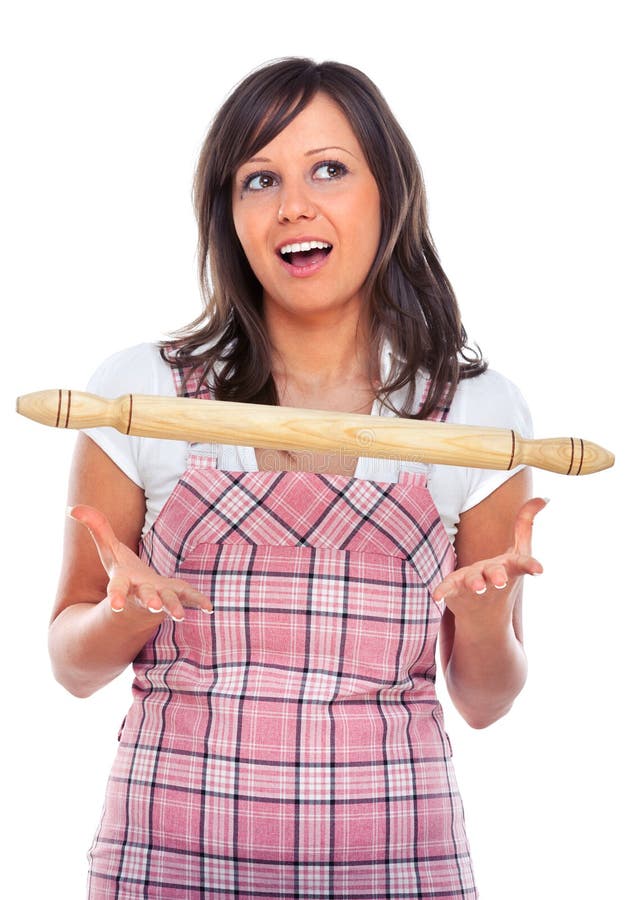Young Housewife Holding Rolling Pin Front Face Stock Photos - Free ...