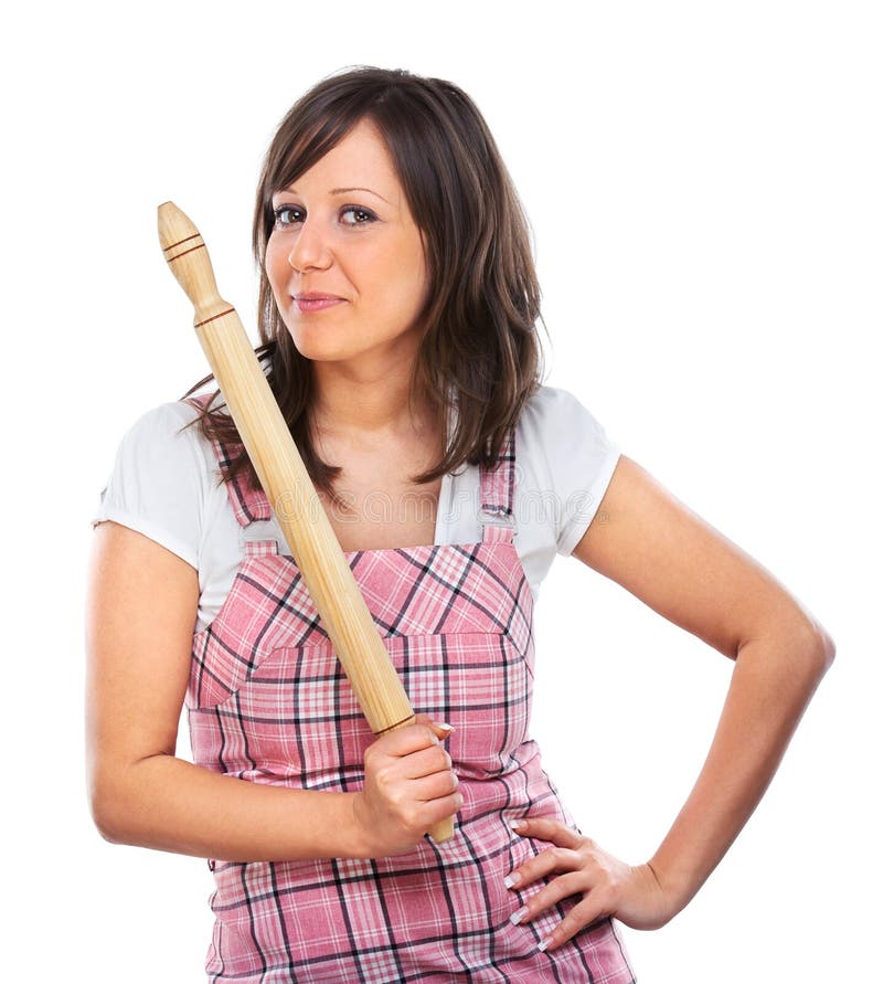 Young Housewife Holding Rolling Pin Front Face Stock Photos - Free ...