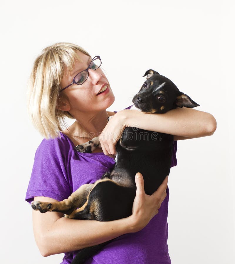 Woman with pets stock image. Image of woman, home, vasa - 858747