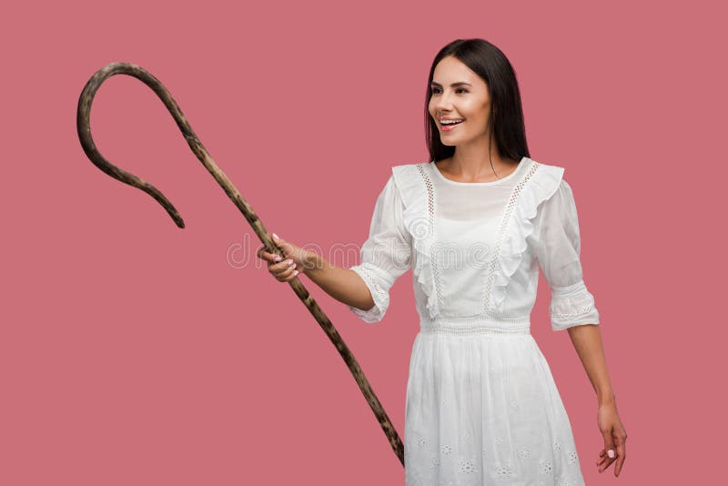 An Old Woman Using A Wooden Cane Stock Vector Illustration Of Hair