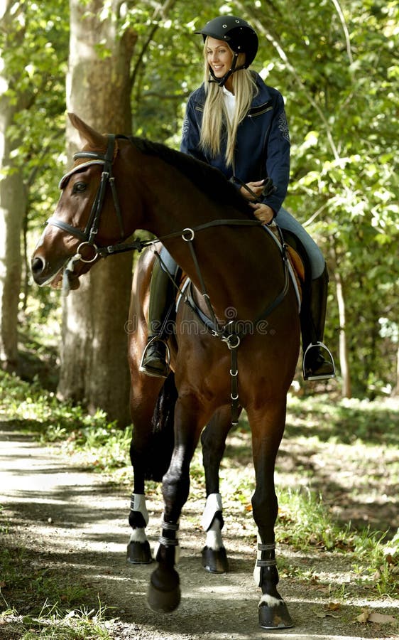 Woods Woman Riding Horse