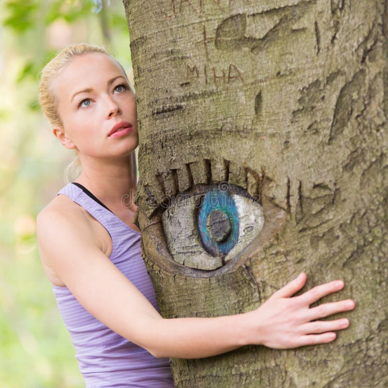 Young Woman Hugging a Tree. Stock Photo - Image of ecology, meditation ... Young Woman Hugging a Tree. Stock Photo - Image of ecology, meditation ...