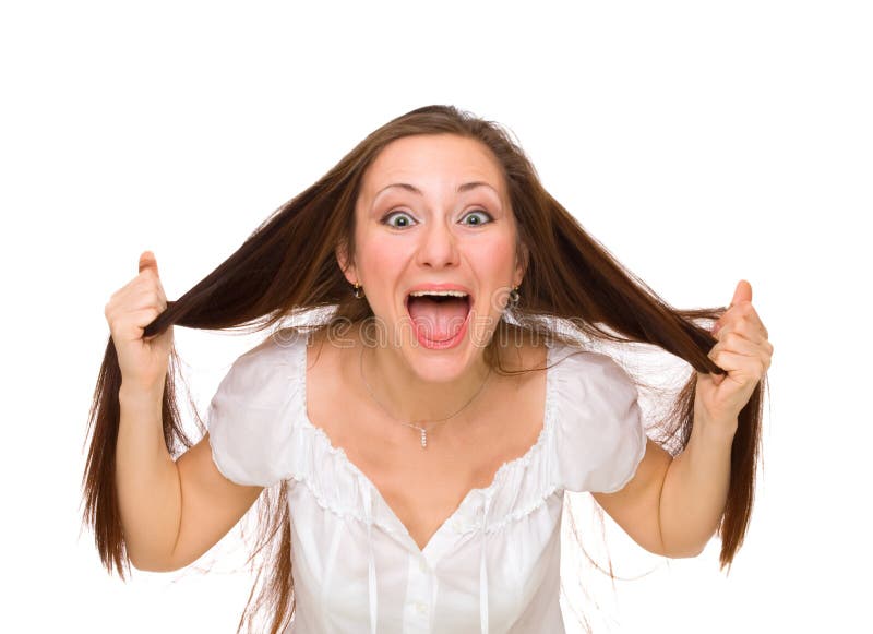 Young woman in hysterics stock image. Image of illness - 12493607