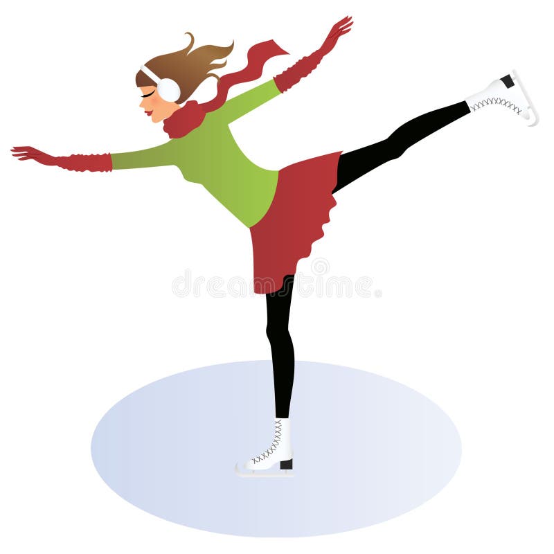 Young woman ice-skating stock vector. Illustration of fashion - 16638274