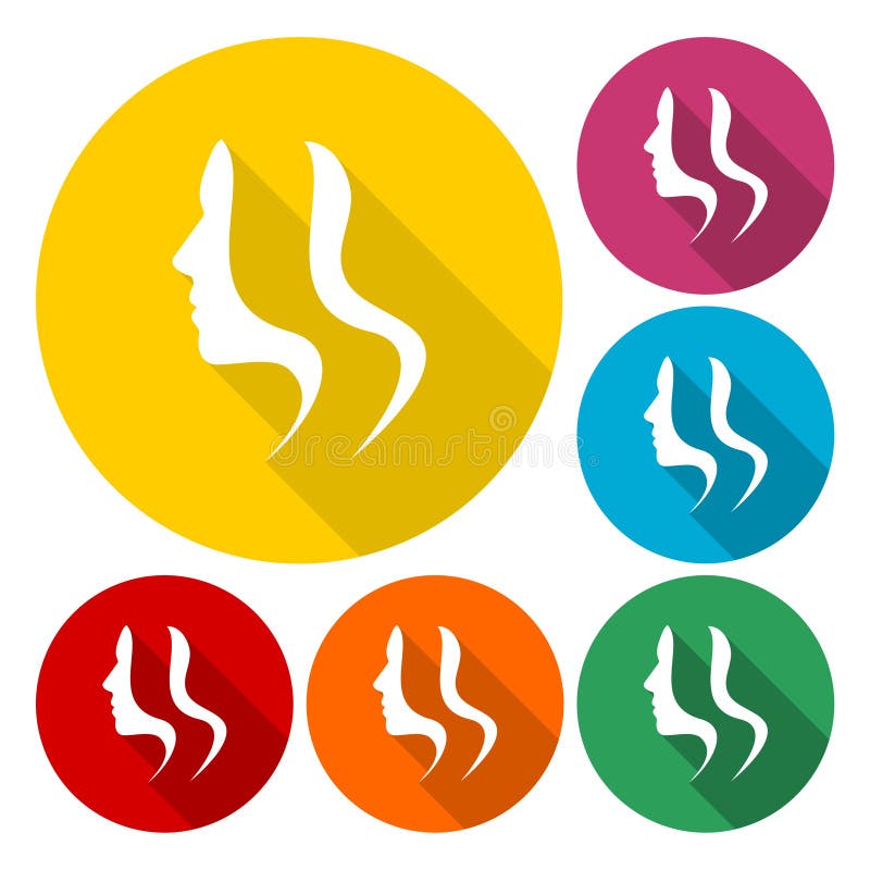 Young Woman Icons Set with Long Shadow Stock Vector - Illustration of ...