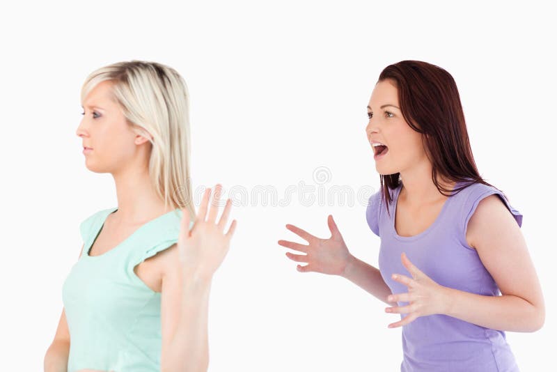 Young Woman Ignoring a Yelling Lady Stock Photo - Image of light ...