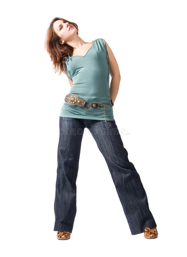 Young Woman Isolated on White Stock Photo - Image of angle, slim: 4594148