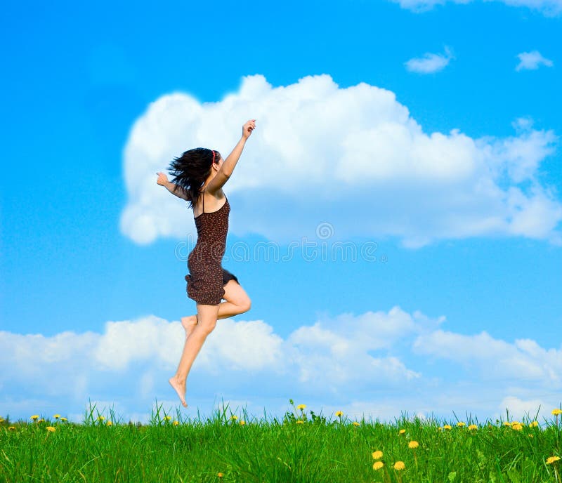 Happy Woman Standing on Empty Road. Retro Vintage Style Stock Photo ...