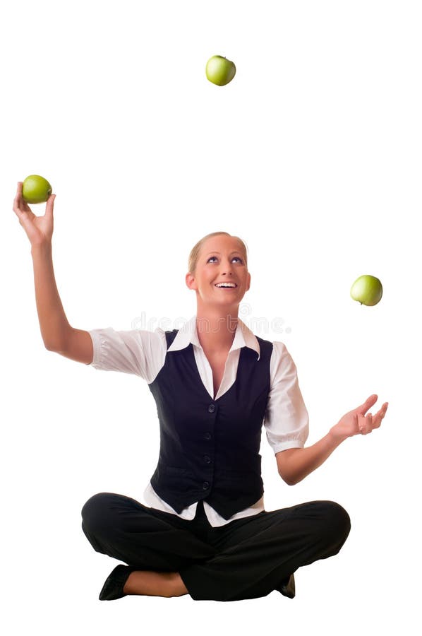 Young Woman Juggles an Apple Stock Image - Image of fruit, life: 8872889