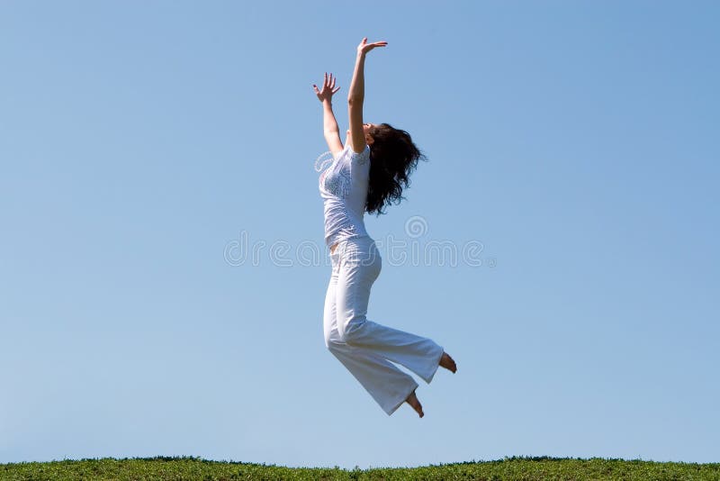 Young woman is jumping stock image. Image of outdoors - 2580355