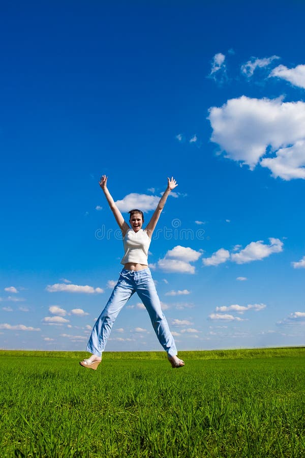 Young woman jumping stock image. Image of freshness, beauty - 9674913