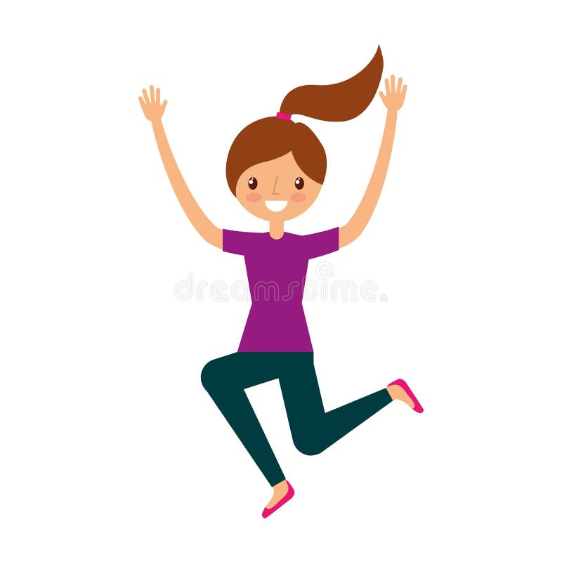 Young Woman Jumping Character Stock Vector - Illustration of action ...