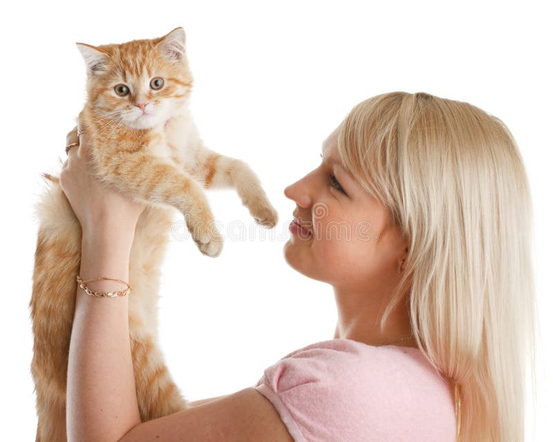 Blue eye cat with woman stock image. Image of portrait - 3475987