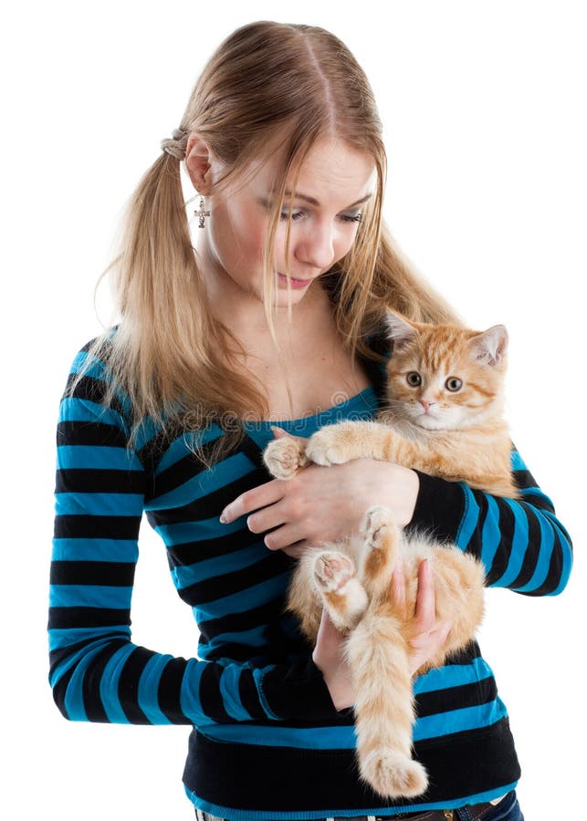 Cat and Woman on the Sofa stock image. Image of kitty - 10353497