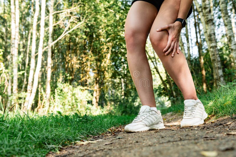 Young Woman with Knee Pain during Running. Stock Photo - Image of pain ...