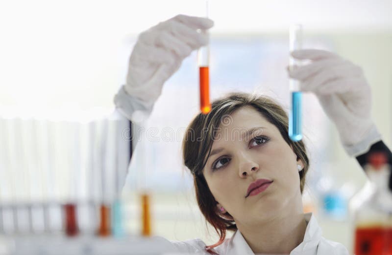 Young woman in lab stock photo. Image of portrait, beautiful - 14009538