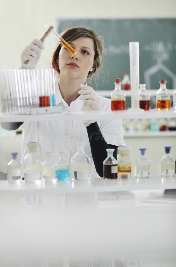 Young woman in lab stock photo. Image of portrait, beautiful - 14009538