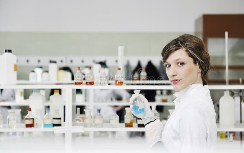 Young woman in lab stock photo. Image of portrait, beautiful - 14009538