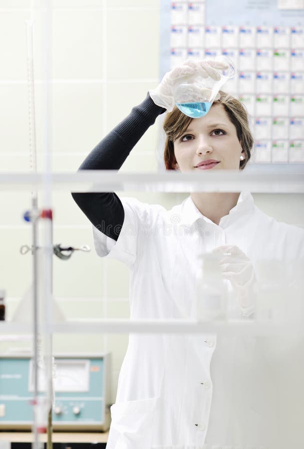 Young woman in lab stock photo. Image of portrait, beautiful - 14009538