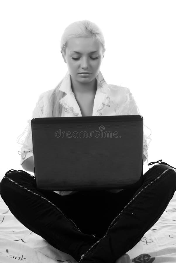 Young woman with laptop stock photo. Image of young, computer - 7083496
