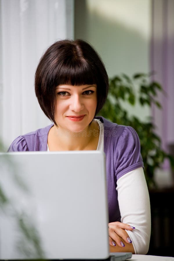 Young woman with laptop stock photo. Image of girl, beauty - 7505674