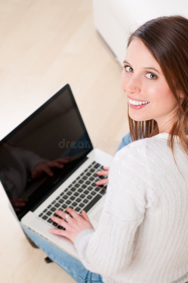 Woman and Computer stock image. Image of dating, female - 2384503