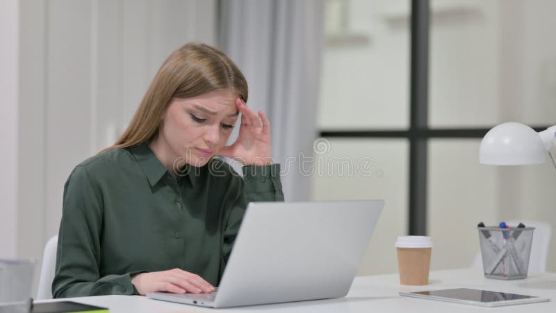 Young Woman with Laptop Having Loss, Failure Stock Photo - Image of ...