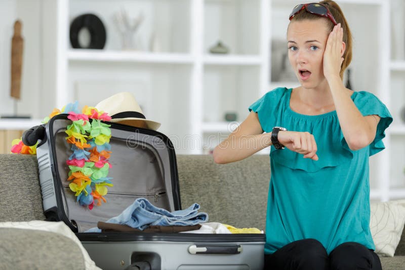 Young Woman Late for Flight Stock Photo - Image of baggage, late: 329756602