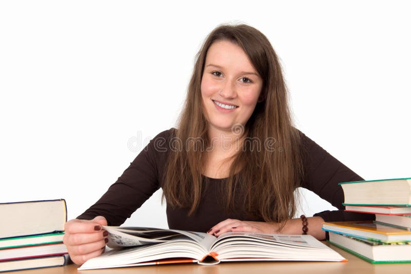 Young woman is learning stock image. Image of education - 36146073