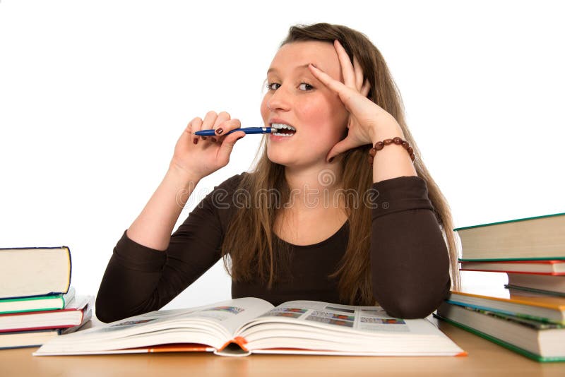 Young woman is learning stock image. Image of contemplate - 36622053