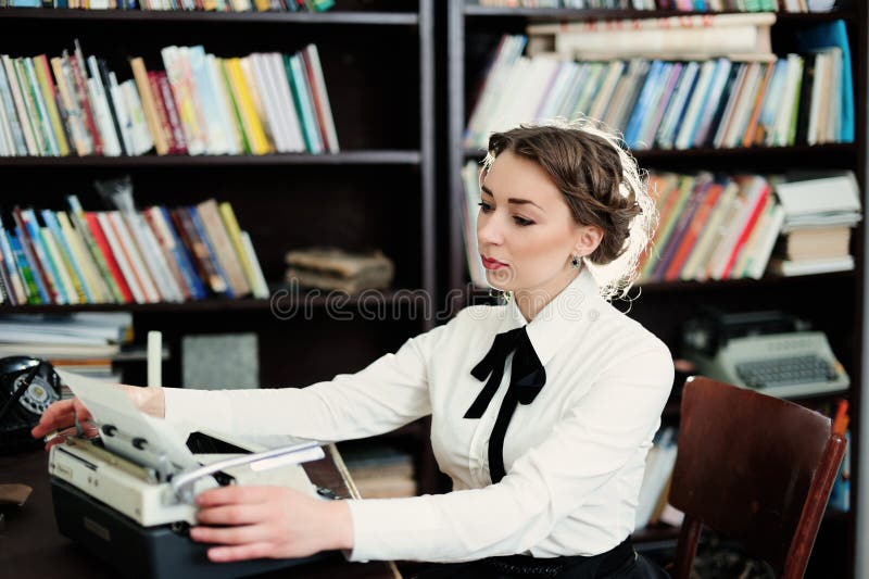 A Young Woman in the Library Stock Image - Image of cute, caucasian ...
