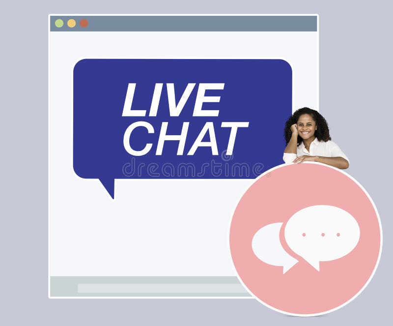 Young woman on a live chat stock photo. Image of blue - 129811166