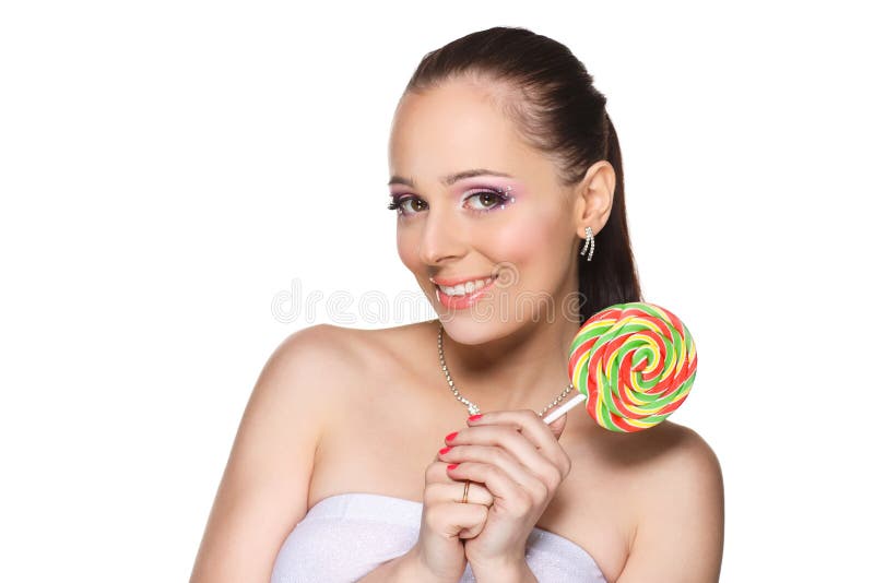 Young woman with lollipop. stock image. Image of funny - 28978189