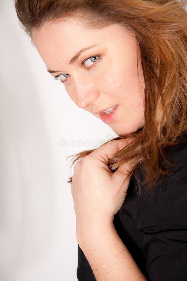 Young Woman with Long Hair is Flirting Stock Image - Image of beautiful ...