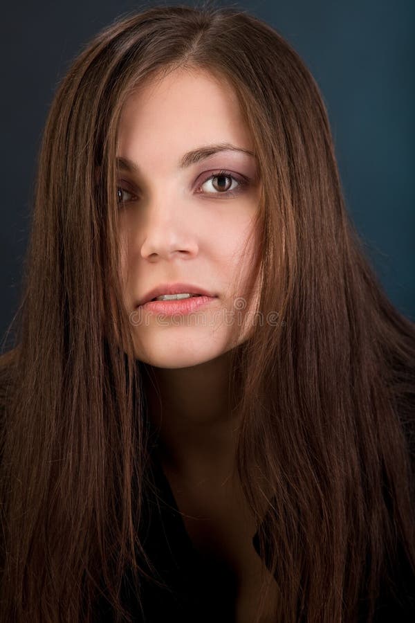 Young Woman with Long Hair in Sad Stock Image - Image of beauty, stare ...