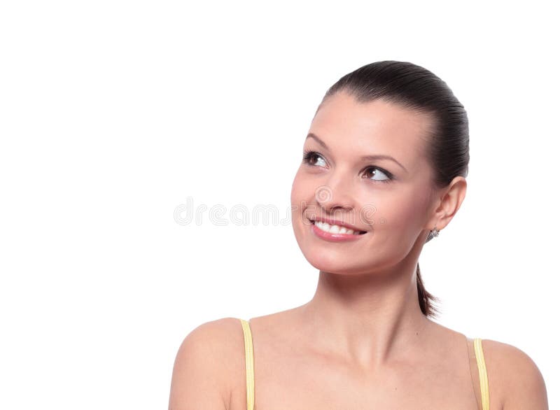 Young Woman Looking Away Isolated on White Stock Photo - Image of ...