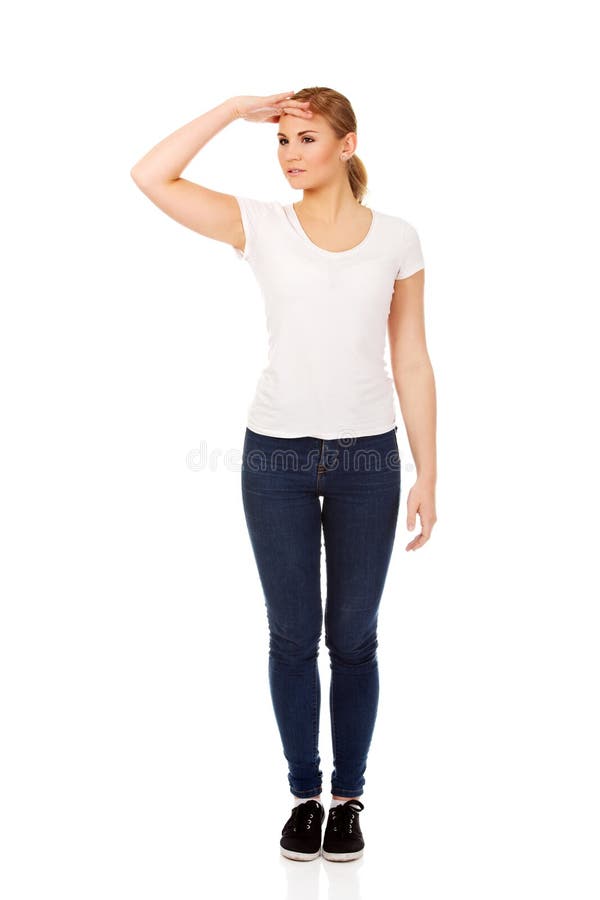 Young Woman Looking into the Distance. Stock Image - Image of happiness ...