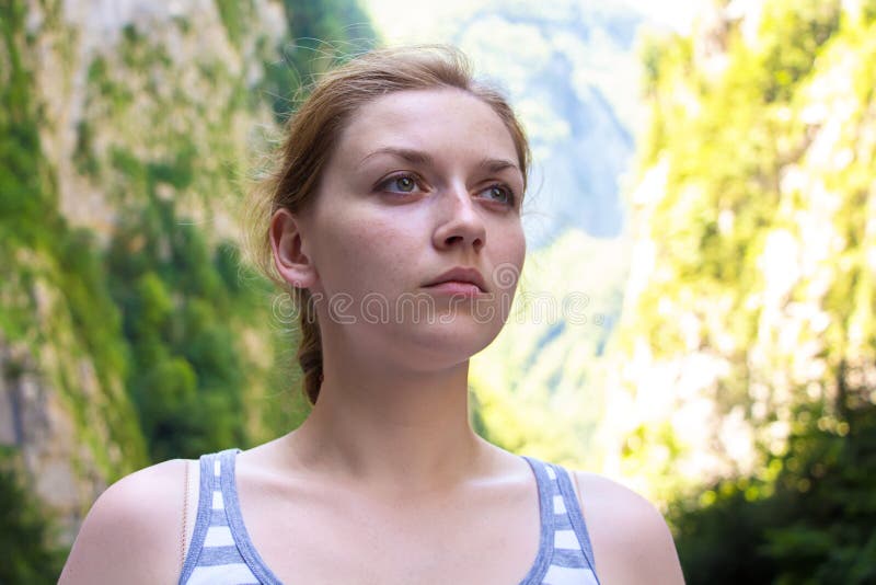Young Woman Looking into the Distance Stock Photo - Image of woman ...