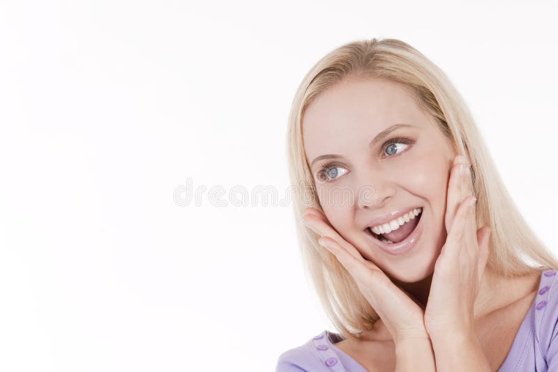 Young Woman Looking Excited Stock Image - Image of laughing, copy: 13182777