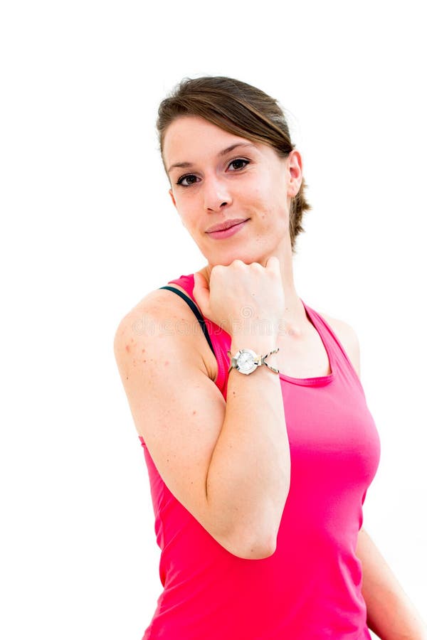 Young Woman Looking at Her Watch Stock Image - Image of girl, deadline ...