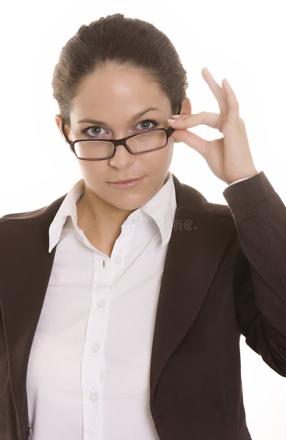 Young Woman Looking Over The Top Of Her Glasses Picture. Image: 10263661