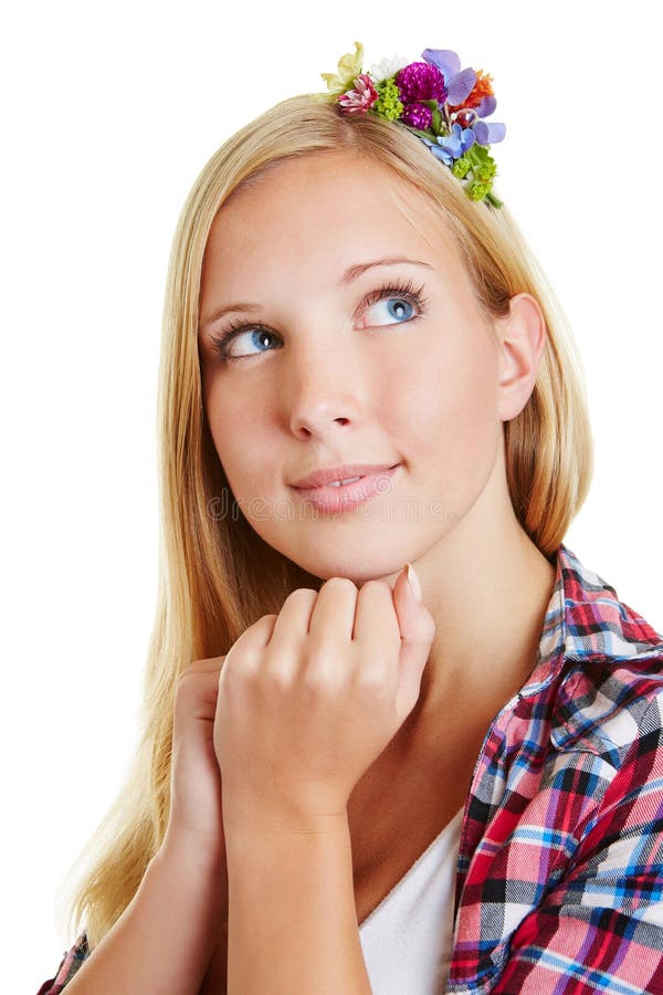 Young Woman Looking Pensive Stock Photo - Image of beautiful ...