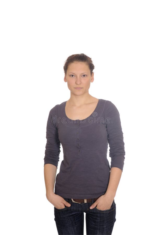 Young Woman Looking Serious Stock Image - Image of female, calm: 18547663