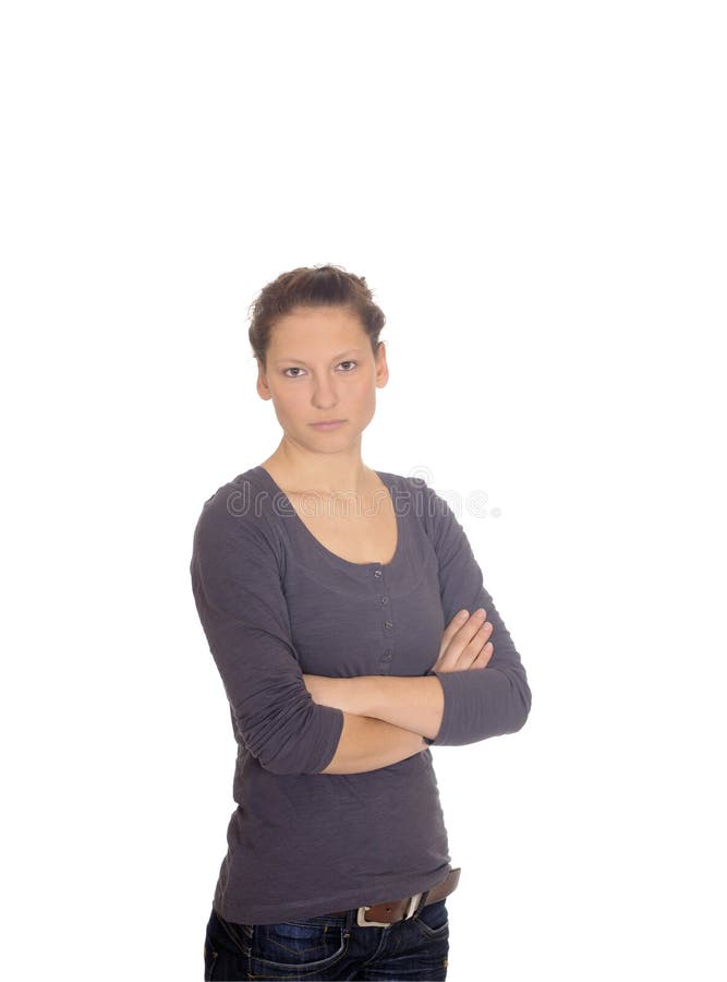 Young Woman Looking Serious Stock Photo - Image of beautiful, isolated ...