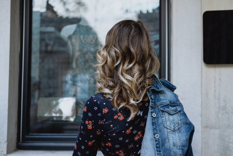 Young Woman Looking at Shop Windows in a Store Stock Image - Image of ...